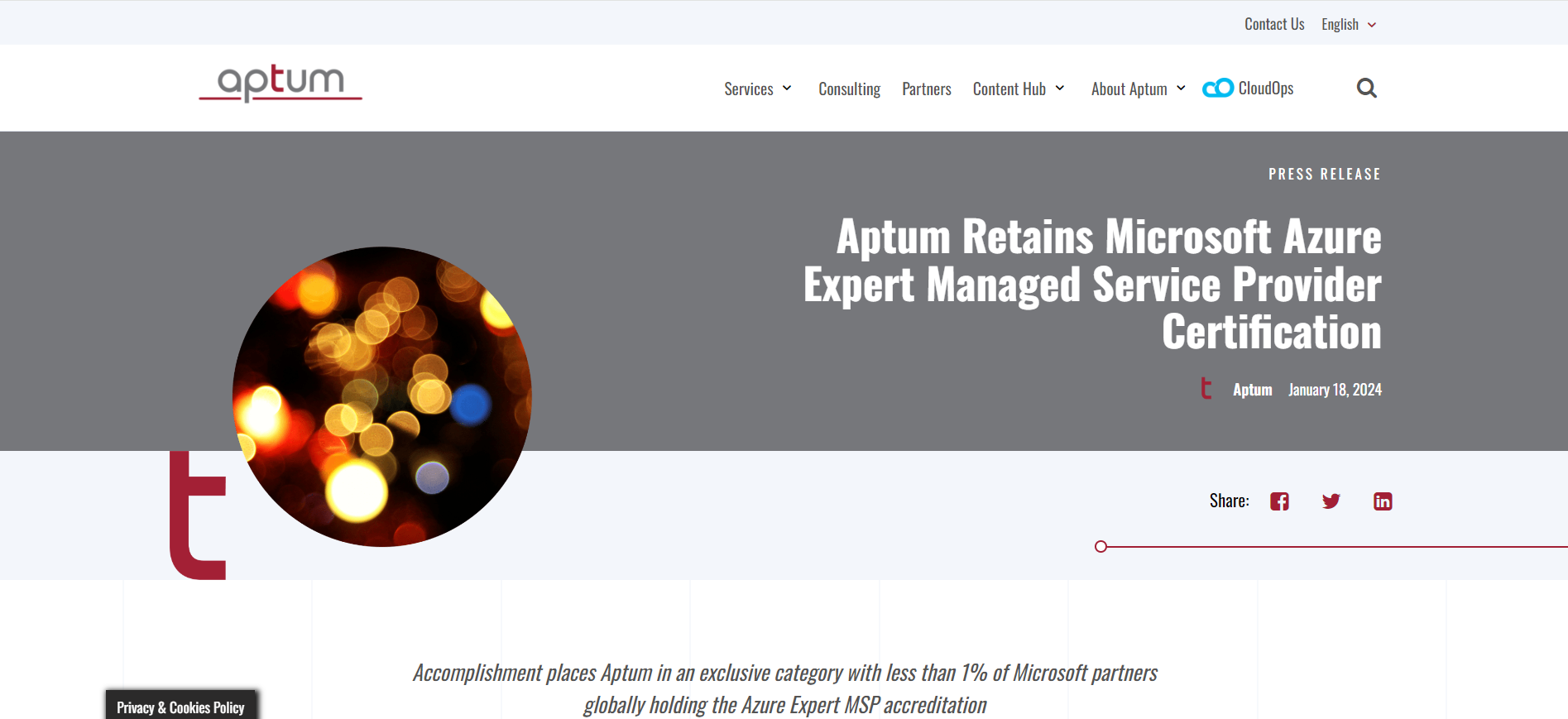 CloudOps - Aptum Retains Microsoft Azure Expert Managed Service ... CloudOps - Aptum Retains Microsoft Azure Expert Managed Service ...