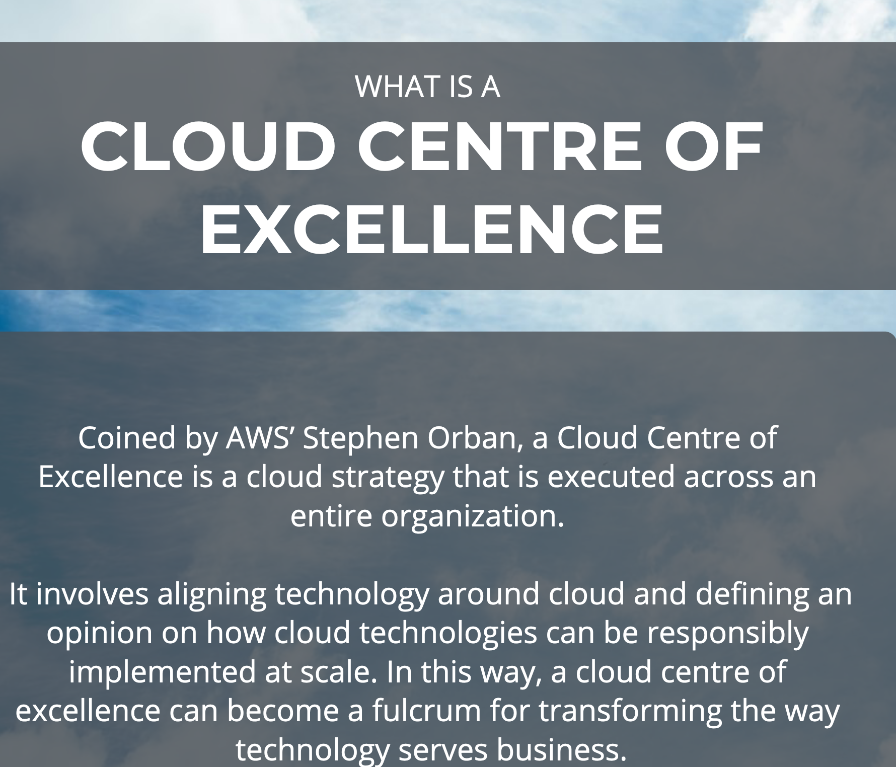 CloudOps - What is a Cloud Center of Excellence